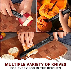 Knife Set, 6 Piece Kitchen Knife Set, High Carbon German Stainless Steel Knives Set, Non-stick Coating, Ultra Sharp, Dishwasher Safe