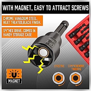 12-Piece Magnetic Nut Driver Set - Premium Impact Power Hex Nut Driver Drill Bit Master Kit, SAE & Metric, 1/4-Inch Quick-Change