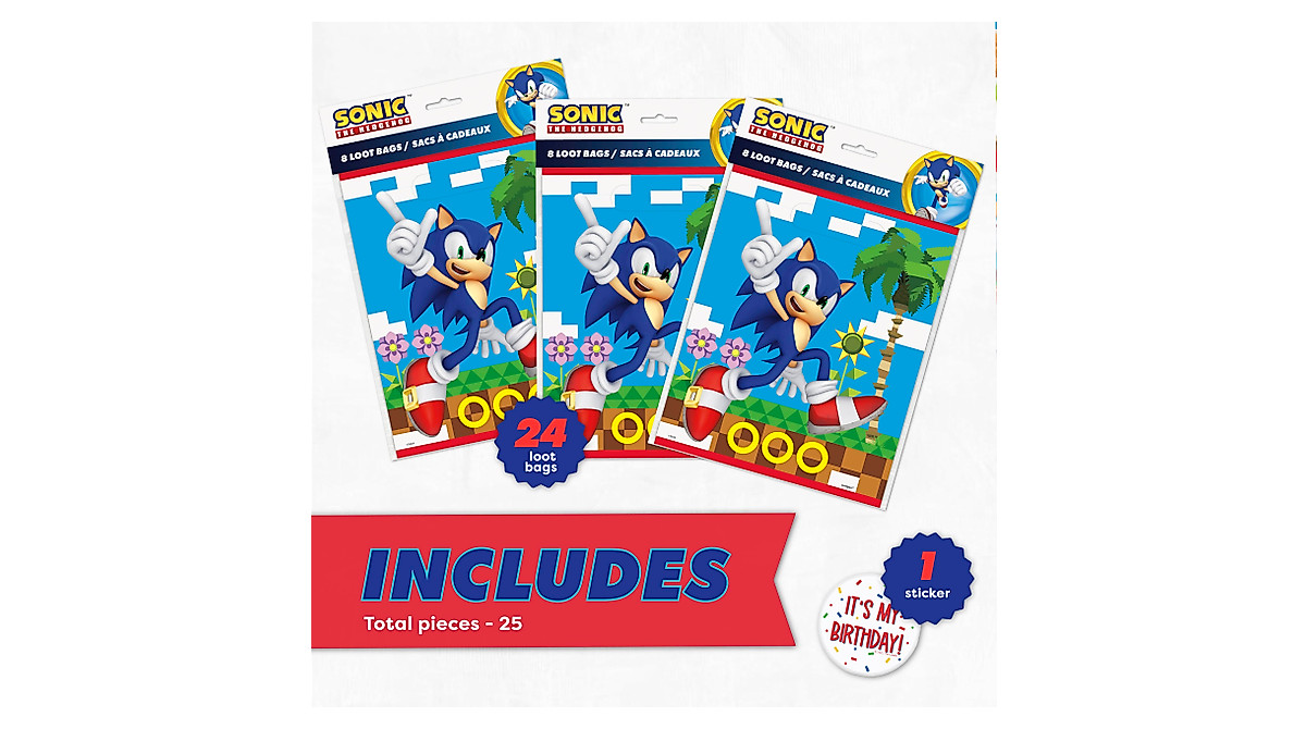 Official Sonic Party Bags | 24 Ct Goodie Bags for Birthdays