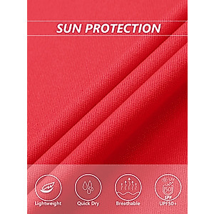 TACVASEN Women's Athletic Shirts Red Quarter Zip Pullover Womens UV Protection Shirts Rash Guard for Women Quick Dry, L