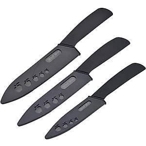 Kitchen Ceramic Knife Set Professional Knife With Sheaths, Super Sharp Rust Proof Stain Resistant (6" Chef Knife, 5" Utility Knife, 4" Fruit Knife)