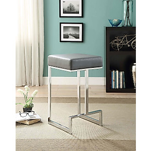 Coaster Home Furnishings Gervase Square Counter Height Stool Grey and Chrome