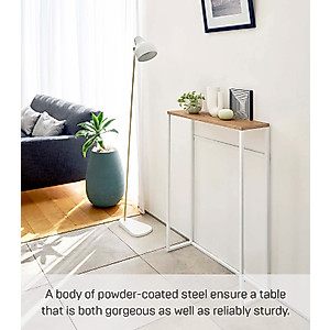 Yamazaki Home Modern Slim Console Table, Slim Narrow Accent Table for Entryway Or Living Room, Metal and Wood Skinny Hallway or Sofa Table Steel One Size White