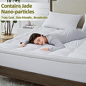 TopTopper Mattress Topper California King, Cooling Mattress Pad Cover for Hot Sleepers, Extra Thick 5D Snow Down Alternative Overfilled Plush Pillow Top with 8-21 Inch Deep Pocket - 72"x84" White