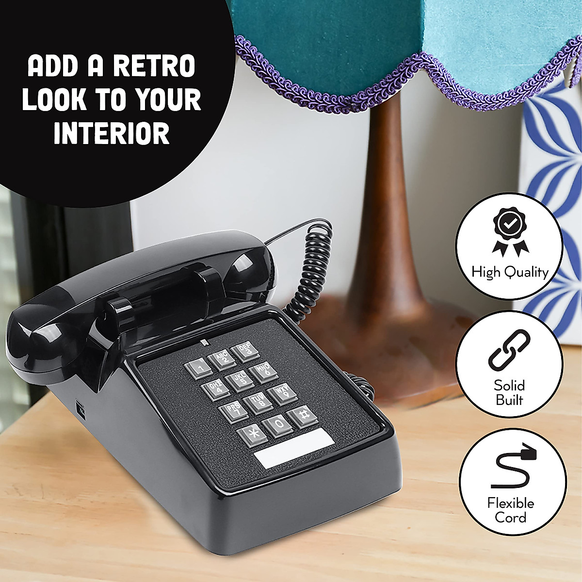 Dododuck Vintage Corded Phone for Seniors - Extra Loud Ringer