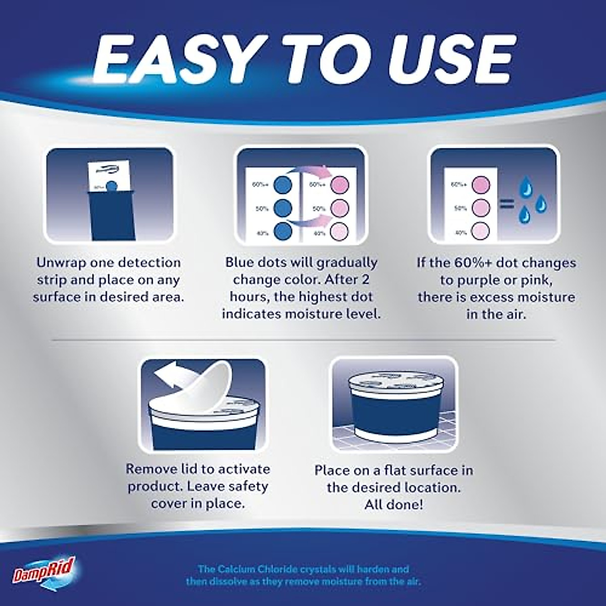 DampRid Hi-Capacity Moisture Absorber Bucket, Fresh Scent, 2 lb. 15.5 oz. & Moisture Detection Strip (2 Pack), Attracts & Traps Excess Moisture