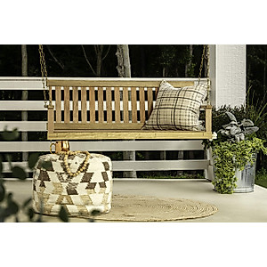 Traditional 4-Foot Wooden Porch Swing Seat with Chains Woodlawn&Home, 800018