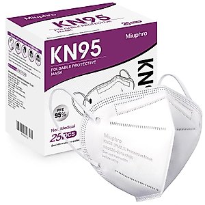 Miuphro KN95 Disposable Face Mask 25 Pack 5-Ply Breathable Safety Masks Against PM2.5, Disposable Respirator Protection Mask for Men and Women White