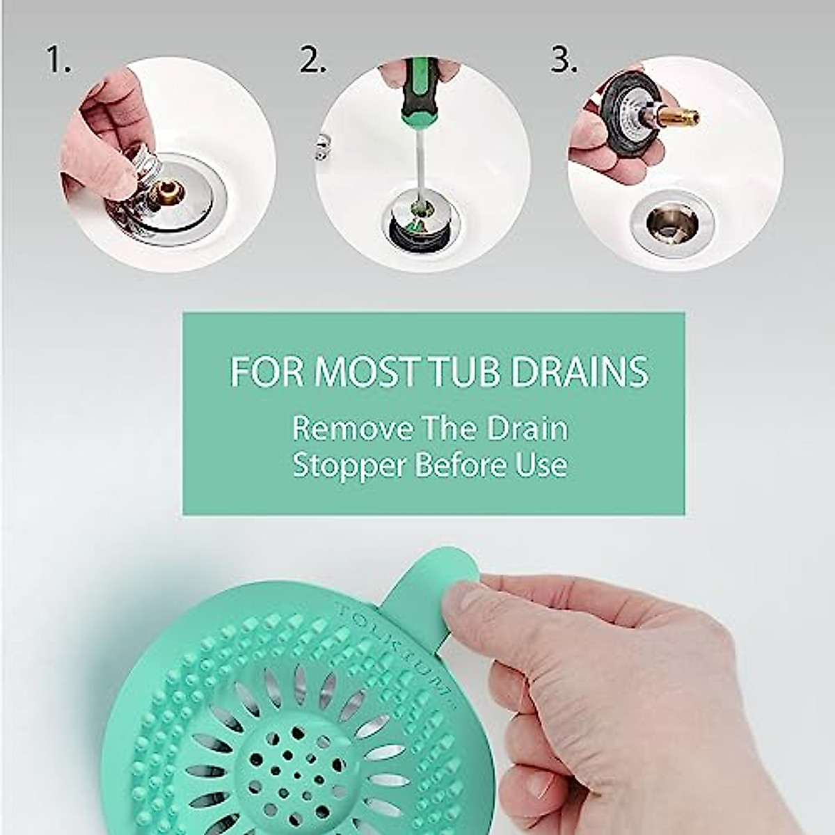 TOLKIUM Vibrant Drain Hair Catcher 5-Pack - Durable Silicone Like Shower Drain Cover Hair Catcher for Bath, Sink, Shower, and Bathtub - Home Essentials Drain Cover to Help Prevent Clogging