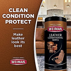 Weiman Leather Cleaner & Conditioner Care Kit | Restores Leather Surfaces | Ultra Violet Protectants Help Prevent Cracking or Fading of Leather Furniture, Car Seats, Shoes