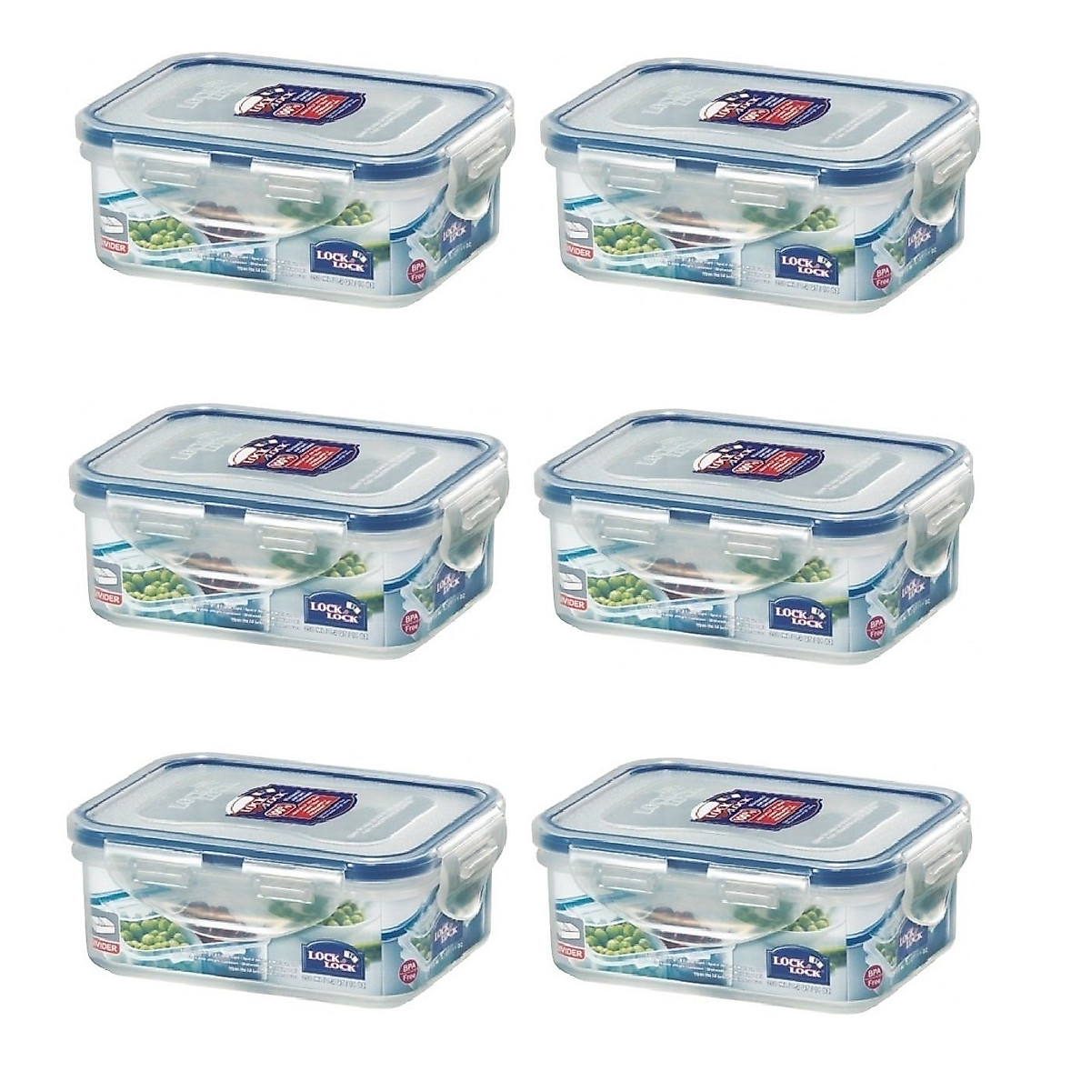 Lock & Lock No BPA Water Tight with 2 Divider Cups, Food Container, 1.5-cup, 11-oz, Pack of 6, HPL806C