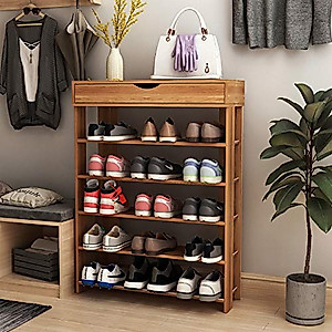 SDHYL 5-Tier Shoe Rack 29.5 inches Shoe Storage Shelf with 1 Top Storage Space, Shoe Organizer for Enterway, Maple, S7-WK-L24-MP-US