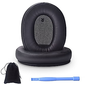 Replacement Ear Pads Cushions, Earpads Compatible with Audio-Technica ATH-SR9 ATH-DSR9BT ATH-DSR7BT Headphones Earpads with Soft Protein Leather (Black)