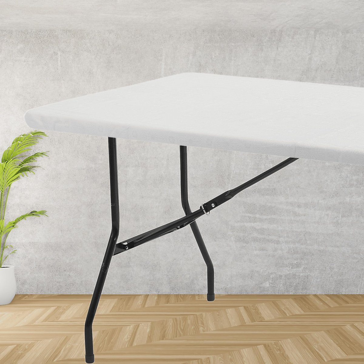 Fitted Rectangle Tablecloth for 6 Foot Tables – Reusable Elastic Edge Table Cover for Folding Banquet Tables – Washable 100% Polyester Fabric with Mitered Corners for Parties and Picnics (32x72 inch)