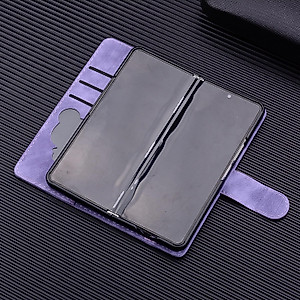 Cellphone Flip Case Compatible With Samsung Galaxy Z Fold 3 5G Wallet Flip Phone Case Embossed Phone Case Leather Case Phone Case Card Slot Phone Case Carrying Wrist Strap Phone Case Compatible With S