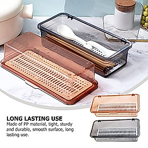 2Pcs Plastic Flatware Tray with Lid Chopsticks Drain Rack Kitchen Cutlery Utensil Drawer Colander Drying Holder Organizer Basket 28X13CM