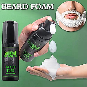 Beard Kit Beard Growth Grooming Kit w/Beard Foam/Shampoo/Wash Beard Growth Oil Serum Balm Brush Comb Scissor Bag e-Book Christmas Stocking Stuffers Gifts Ideas for Men Him Dad Boyfriend Husband Mens