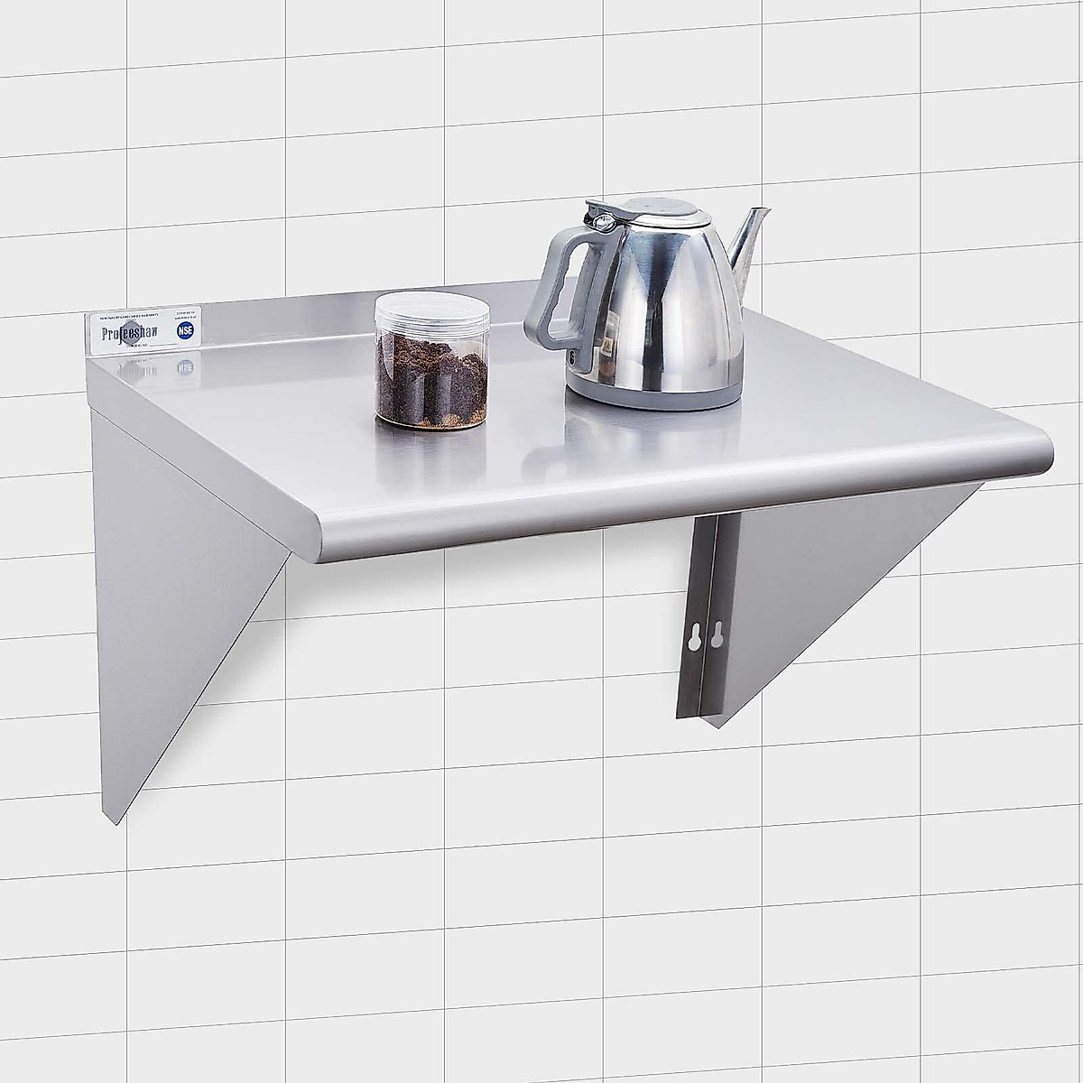 MengK Stainless Steel Shelf 12x24 Inches - 250lb Capacity - Wall Mount Floating Shelving for Restaurant, Kitchen, Home, and Hotel