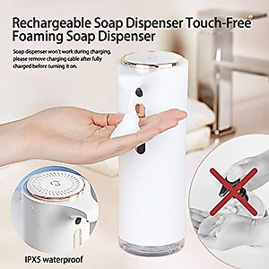 Automatic 10oz/300ml Rechargeable Touchless Sensor Foaming Pump Hands Free 3 Level Adjustable Hand Soap Dispenser for Bathroom Kitchen