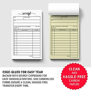 321Done Receipt Pad, Made in USA - 3.4x5.5 Handheld 2-Part Carbonless, Carbon Duplicate Copy Sales Order Form, Invoice Booklet, Cute Convenient for Small Boutique Business - 50 White/Yellow Sets