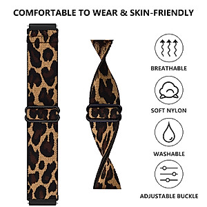 Wanme Elastic Bands for Samsung Galaxy Watch 4 40mm 44mm, Galaxy Watch 4 Classic 42mm 46mm, Galaxy Active 2 Band, 20mm Adjustable Soft Stretch Wristband for Galaxy Watch 4/Active 2 (Leopard)