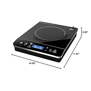 OMEO Portable Induction Cooktop Hot Plate Countertop Burner 1800 Watts Induction Burner with LCD Sensor Touch, LED Display, 10 Temperature Levels, Child Safety Lock, Auto Shutoff Function