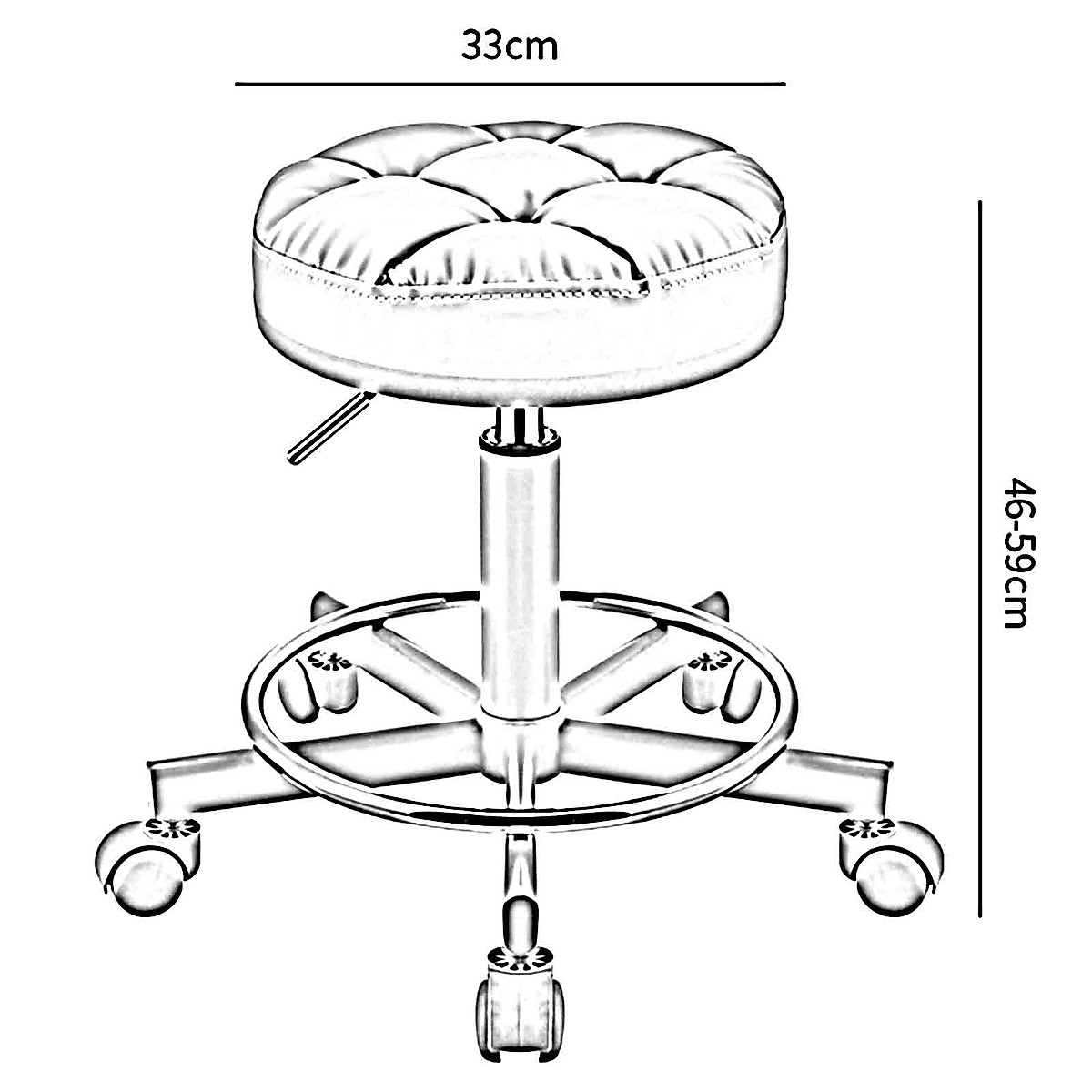 LWBLJX Round Roll Bar Stool with 360° Swivel Wheels, Medical Counter Beauty Salons Adjustable Chair, PU Leather and Stainless Steel Foot Pedals(Color:Green)