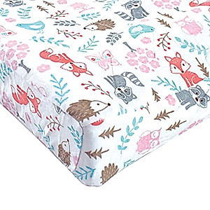 Hudson Baby Unisex Baby Cotton Changing Pad Cover, Woodland Fox, One Size