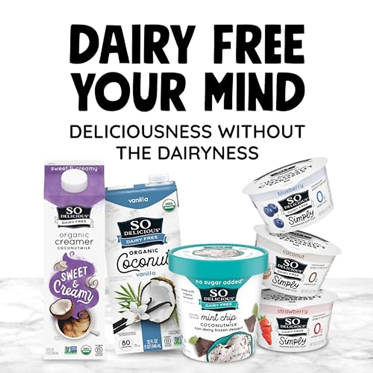 So Delicious Dairy Free Coconut Milk Yogurt Alternative, 0g Added Sugar Vanilla, Vegan, Gluten Free, Non-GMO, Creamy Plant Based Vanilla Yogurt Alternative, 5.3 Oz Container