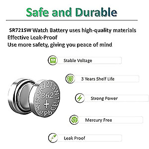 KaPonsec SR721SW 362 361 1.55v Watch Battery 10 Count (Pack of 1)