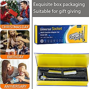 MUYDZ Super Universal Socket Wrench Tools Grip Multi Function Ratchet Wrench Power Drill Bit Adapter 1/4"-3/4" (7mm-19mm) 5Pc Set Professional Repair Tools Gifts for Dad Men Christmas Fathers Gift