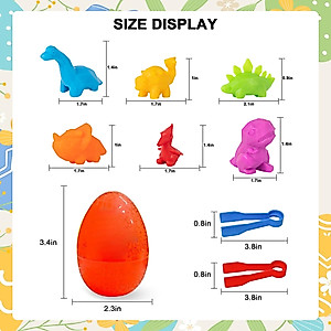 48Pcs Easter Eggs Prefilled Plastic Easter Eggs with Counting Dinosaurs Toys Inside Filled, Toddler Preschool Learning Activities Toys for Kids Easter Basket Stuffers Egg Fillers Gifts (Dinosaur)