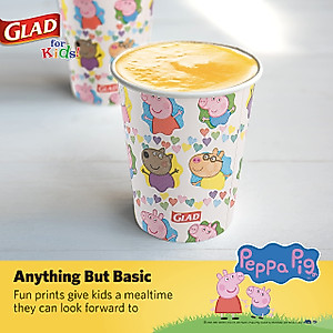 Glad for Kids 9 oz Peppa Pig Friends Paper Cups, 20 Ct | Disposable Paper Cups with Peppa Pig Characters | Peppa Pig Paper Cups for Kids for Everyday Use