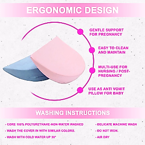 Pregnancy Pillows, Memory Foam Pillows, Pregnancy Must Haves, Wedge Pillow, Side Sleeper Pillow, Cooling Pillow with Removable Washable Modal Cotton Cover, Pregnancy Pillows for Sleeping, (Pink)