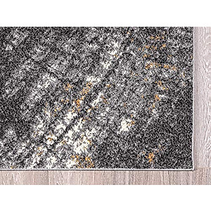 Abani Laguna Collection Grey, Yellow & Beige Contemporary Tree Ring Area Rug - 5'3" X 7'6" Modern Wood Style Accent Rug Rugs