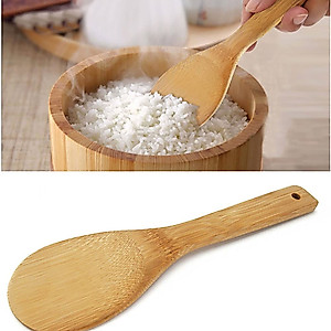 ccHuDE 4 Pcs Bamboo Non Stick Rice Spoon Rice Paddle Rice Spatula Rice Scooper Scoop for Sushi