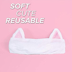 I DEW CARE Face Wash Headband - White Cat | Gift, Spa day, Soft, Cute for Makeup, Shower, Teen Girls Stuff, 1 Count