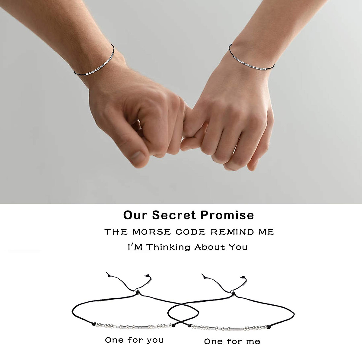 SANNYRA My Person Morse Code Bracelet for Women - Matching Bracelets for 2 Couples - Secret Message Friendship Handmade Adjustable Bracelet Jewelry