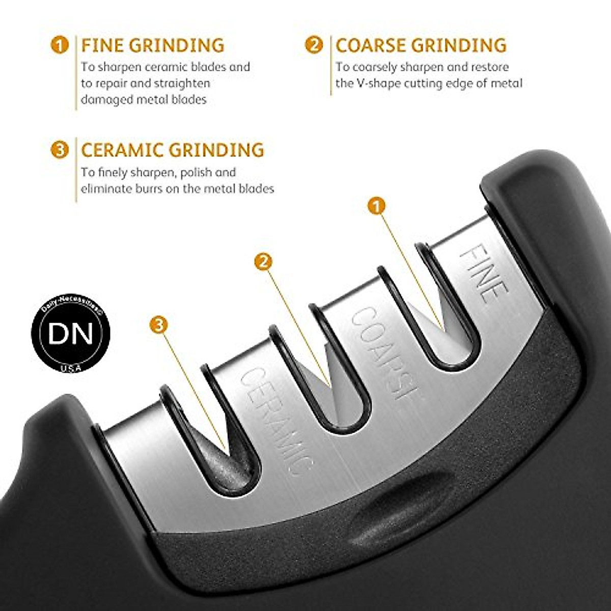 Best Knife Sharpener Machine With Handle, Kitchen Knife Sharpner Set Steel Diamond, Ceramic Sharpeners Kit Tool For Handheld Portable Pocket Knifes, Professional Kitchen Sharpening System!
