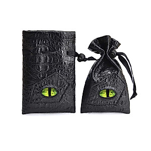 CZYY Drawstring Bag PU Leather Dice Pouch Perfect for RPG, D&D, Game (Green)
