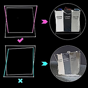 135L Laundry Cloth Hamper Sorter Basket Bin Foldable 3 Sections with Aluminum Frame 26''×24''H Washing Storage Dirty Clothes Bag for Bathroom Bedroom Home Storage basket(Brown+Grey+Black, 3 Liner)