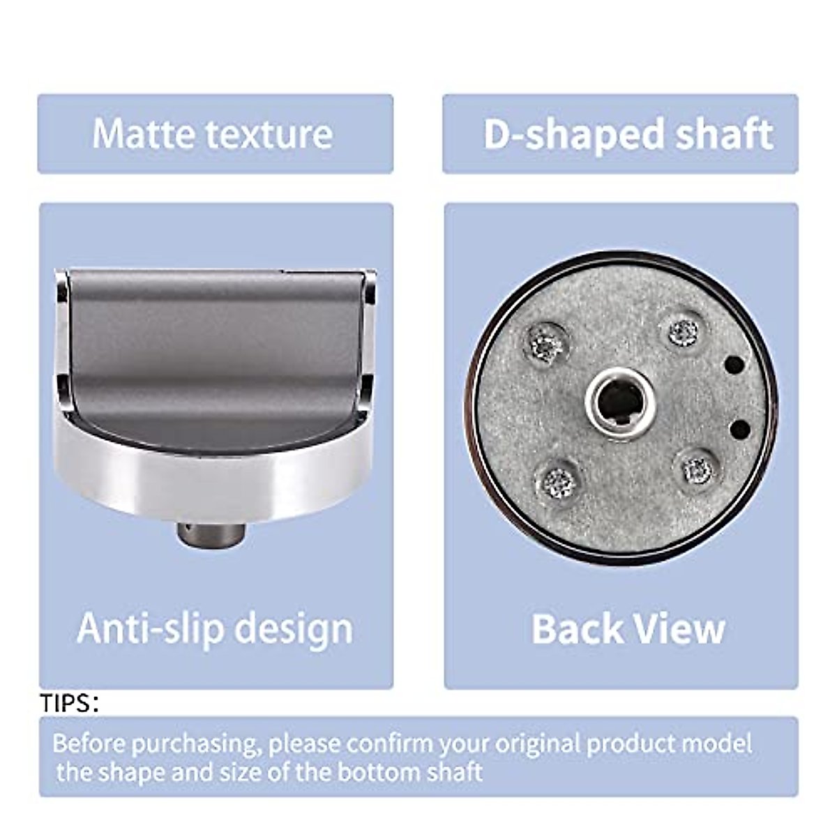 W10594481 5PCS Stainless Steel Cooker Stove Control knob ，Compatible Whirlpool Stove/Range-Replaces WPW10594481, W10594481, with a 0.3-inch"D" axis, 90 Degrees to The Rotating Surface.