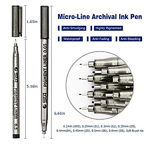 Brusarth Precision Black Micro-Pen Fineliner Ink Pens, Waterproof Archival Ink, Drawing Pens, Artist Illustration Pens, Multiliner, for Art Watercolor, Sketching, Anime, Manga, Design, 9/Set(Black)