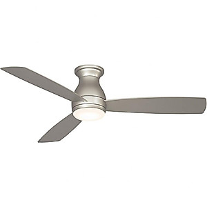 Fanimation Hugh 52 FPS8355BBNW 3-Speed AC Ceiling Fan LED Light Kit and Remote Control - Wet Rated, Brushed Nickel