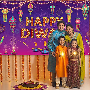 Happy Diwali Backdrop Banner Decorations 73 * 43 Inch Happy Diwali Banner Rangoli Lantern Photography Deepavali Photography Background for Outdoor Home Indian Festival of Lights Party Supplies