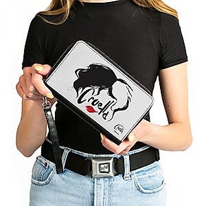 Buckle-Down Women's PU Zip Around Wallet Rectangle-Cruella de Vil, 7.5"x4.5"