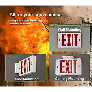 Motomate Red Exit Sign, LED Emergency Exit Light with Battery Backup, AC 120/277V, Exit Signs with Emergency Lights, Commercial Emergency Lights for Business - 6 Pack