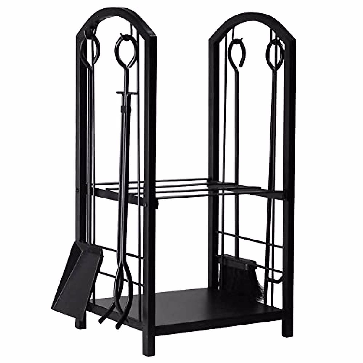 Carivia Firewood Rack Indoor Fireplace Tool Set Log Holder Log Rack with 4 Tools Fireplace Tools Wood Rack Wood Log Storage Stacker Stand for Outdoor Patio Fireplace Stove