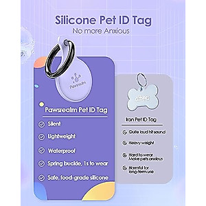 PawsRealm NFC & QR Code Pet ID Tag, Silicone Silent Dog Tag, Cat Name Tag, Personalized Customized Dog Tag, Modifiable Pet Online Profile, Instant Pet Location Alert Email, Anti-Lost Function