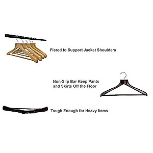 Natural Finish Deluxe Suit Hanger with Bar (Set of 5)